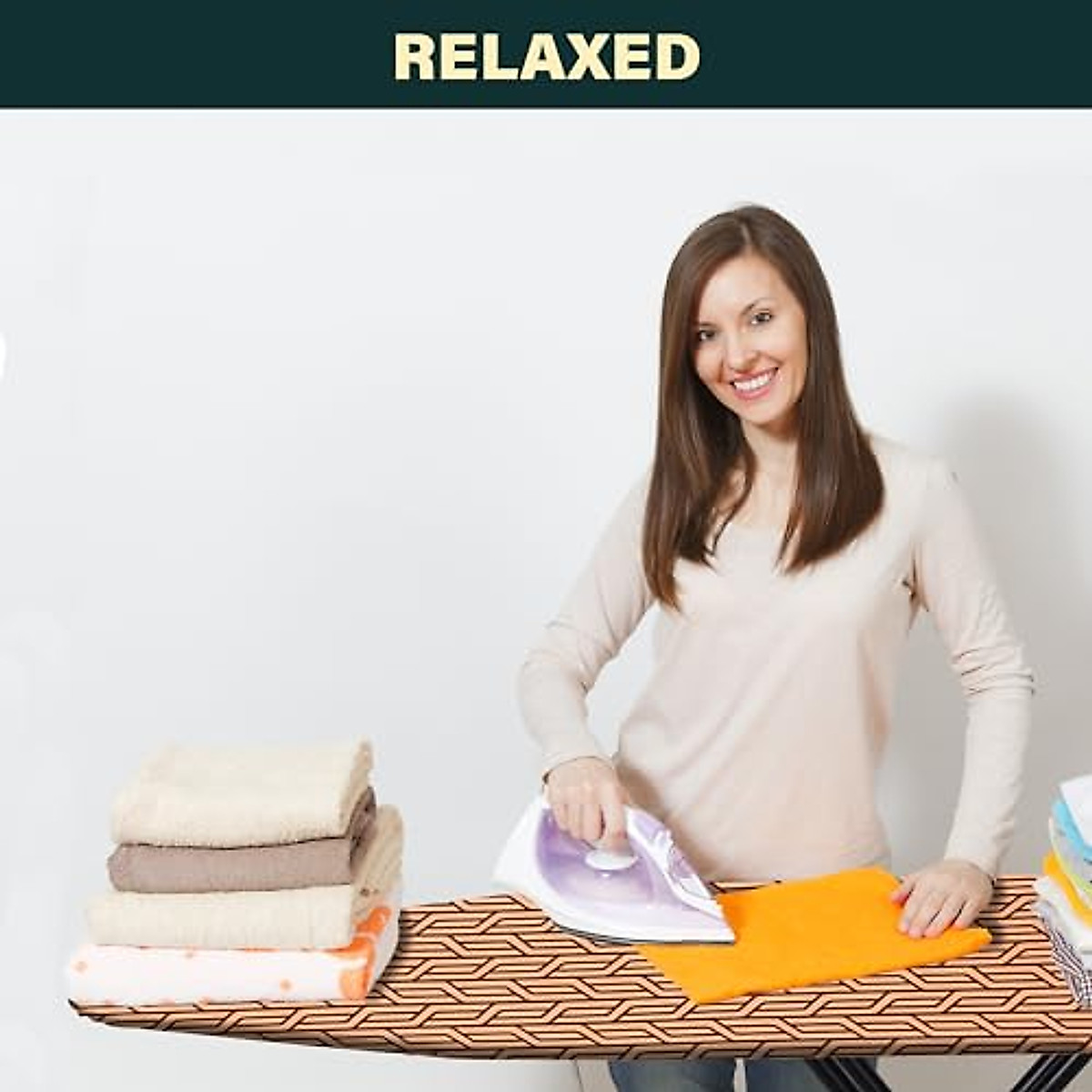 caius Ironing Board Full Size, Extra Wide Ironing Area, Foldable Iron Board with Extra Thick Padded Cover, Large Heavy Duty Ironing Board, Stable Structure, Adjustable Height, Easy to Fold (47x16)