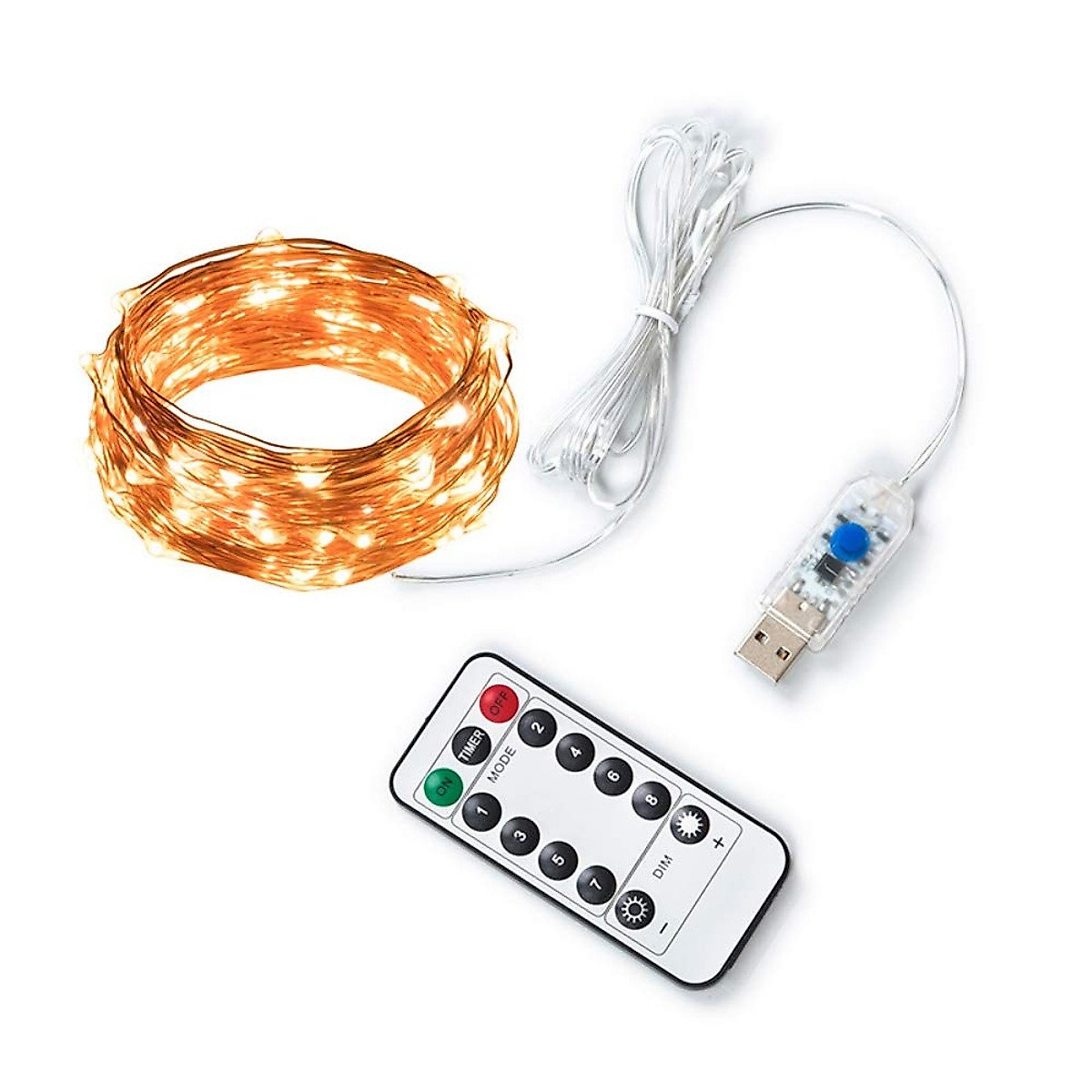 Ruipunuosi Remote Control String Lights, Led Fairy Lights- 20/50/100/200 LEDs Waterproof Flexible String Lights Battery Operated for Bedroom Home Wedding Christmas Festival