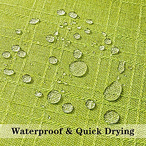 Kevin Textile Pack of 2 Decorative Outdoor Waterproof Pillow Covers Checkered Garden Cushion Sham Throw Pillowcase Shell for Patio Tent Couch 16x16 Inch Green