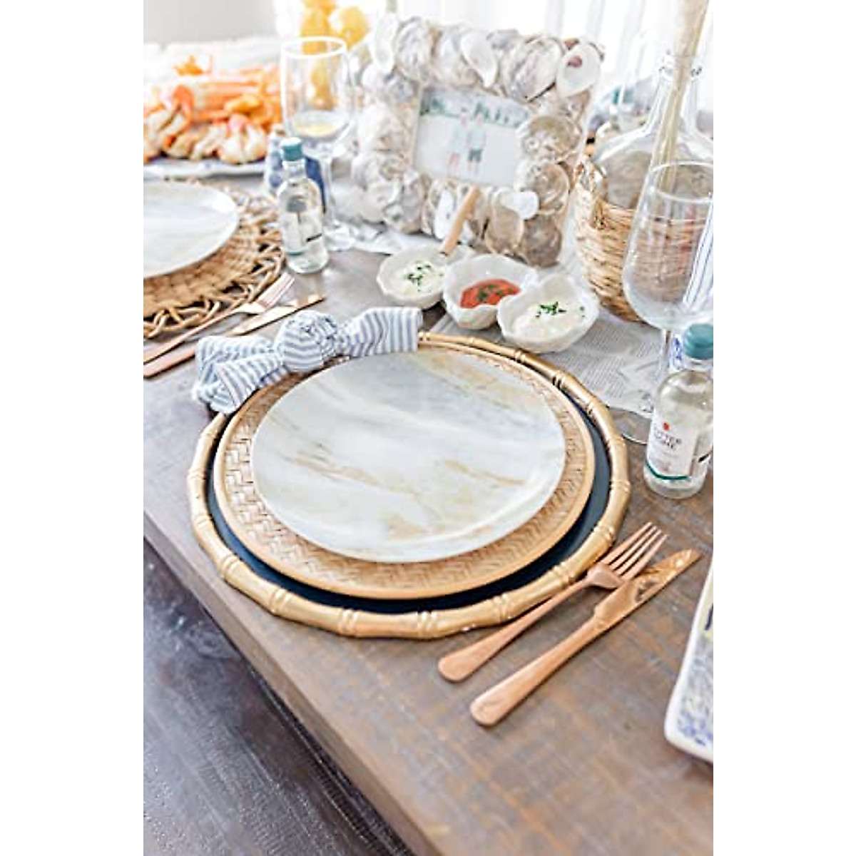 Mud Pie, White, 10.25" x 5.5" Oyster Shaped Triple Dip and Serving Set