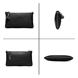 YALUXE Womens Wristlet Real Leather Chevron Tassel Large V Clutch Wallet with Shoulder Strap