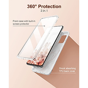 SURITCH for Galaxy S20 Plus Case, [Built-in Screen Protector] Marble Full-Body Protection Shockproof Rugged Bumper Protective Case for Samsung Galaxy S20 Plus 5G 6.7 Inch (Gold Marble)