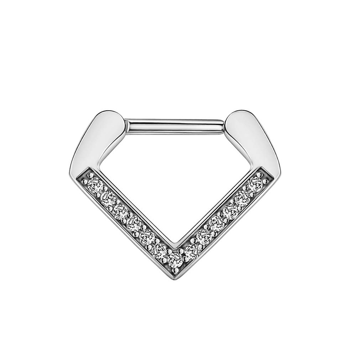 FANSING 16 Gauge Triangle Septum Ring Cubic Zirconia Triangular Septum Jewelry V Shape Septum Clicker 316L Surgical Steel Septum Piercing Rings