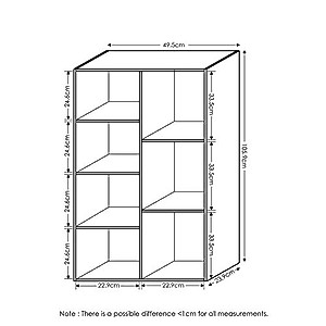 Furinno Pasir 3 Tier Display Bookcase, White & Luder Bookcase/Book/Storage, 7-Cube, White