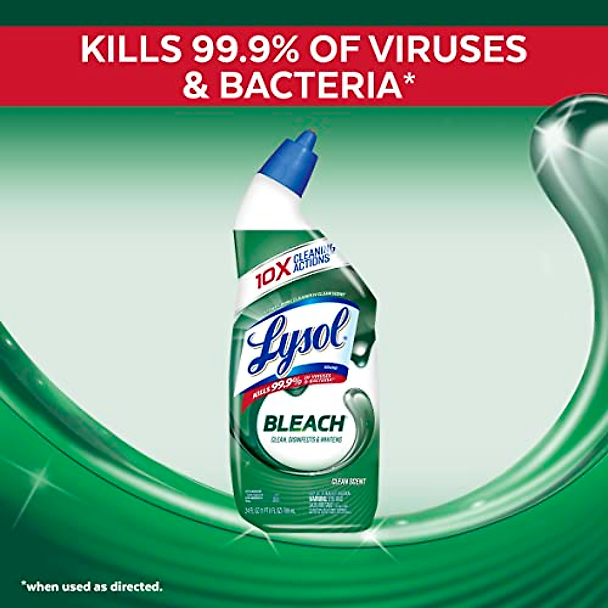 Lysol Toilet Bowl Cleaner W. Bleach, 48oz (2x24oz), 10X Cleaning Power