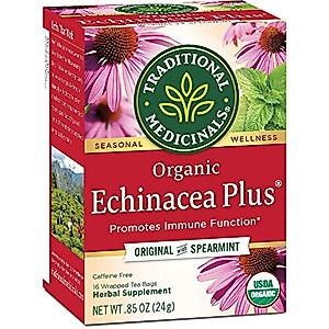 Traditional Medicinals Tea, Organic Echinacea Plus, Promotes Immune Function, w/ Spearmint, 96 Tea Bags (6 Pack)