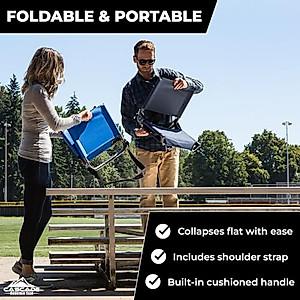 Cascade Mountain Tech Portable Folding Steel Stadium Seats for Bleachers , Black, Regular - 17"