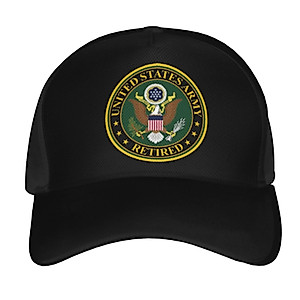 Tavos Army Retired Trucker Hat for Men - Baseball Snapback Cap Outdoors Black