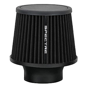 Spectre Universal Clamp-On Air Filter: High Performance, Washable Filter: Round Tapered; 3 in (76 mm) Flange ID; 6.5 in (165 mm) Height; 6 in (152 mm) Base; 4.75 in (121 mm) Top, SPE-9131, Black