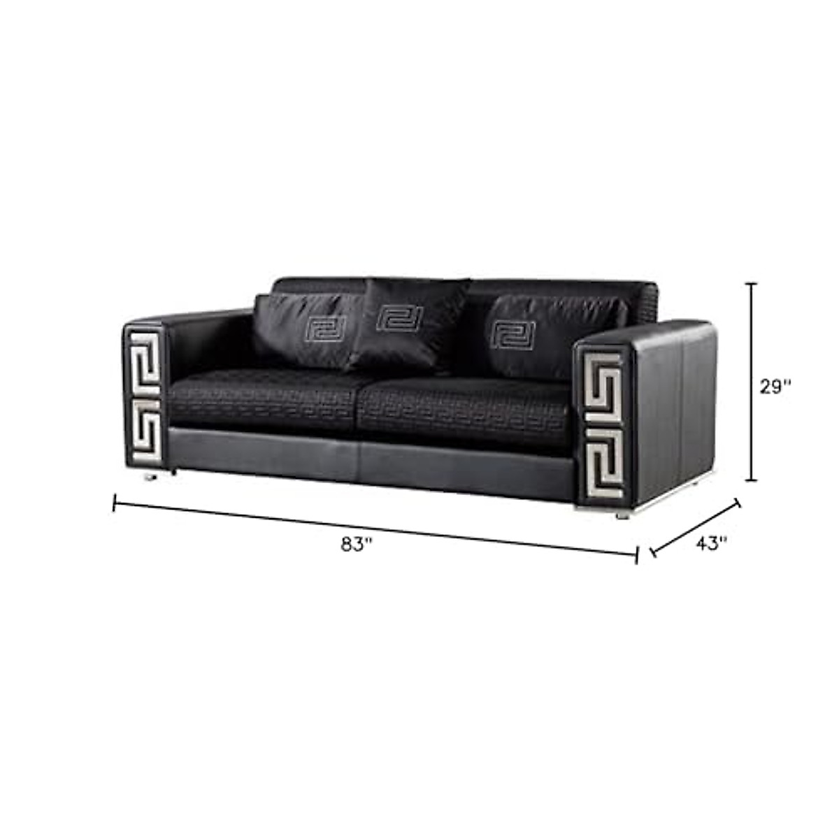 American Eagle Furniture AE223 Black Color with Faux Leather and Fabric Sofa