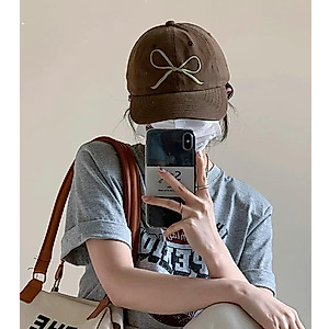 Bow-Tie Baseball Cap for Women Fashion Sun Hats for Women Trucker Hat Y2k Sun Cap Visor Cap Hiking Travel Trendy 2024 Beige/Pink