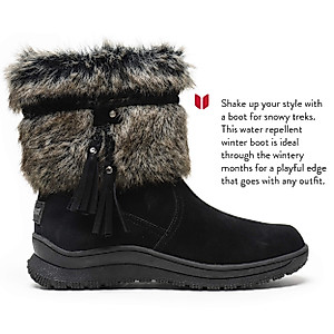 Minnetonka Womens Everett Shearling Boot, Black, Size 10