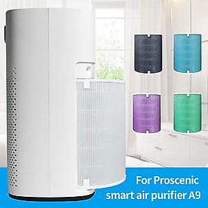 Proscenic air purifier A9 H13 true HEPA filter replacement filter, white