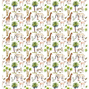 Stesha Party Safari Wrapping Paper Jungle Birthday Gift, Folded Flat 30 x 20 Inch, 3 Sheets