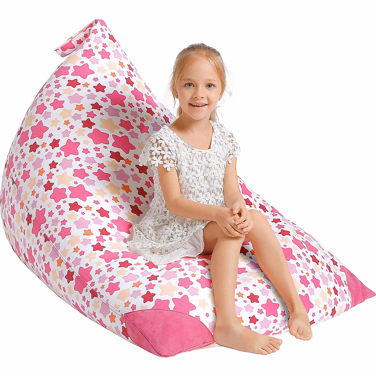 Aubliss Stuffed Animal Storage Bean Bag Chair Cover, 50"x 35" Extra Large Bean Bags for Kids & Adults, Beanbag Toy Storage for Boys Girls - Premium Cotton Canvas Bola