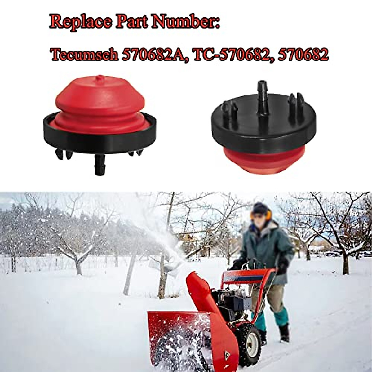 Wanotine 951-10639A Primer Bulb 570682A for MTD Craftsman Troy-Bilt Ryobi Bolens Yard Machines Snowblower 951-10639 751-10639, Replace Tecumseh 570682A TC-570682A (5 Packs)