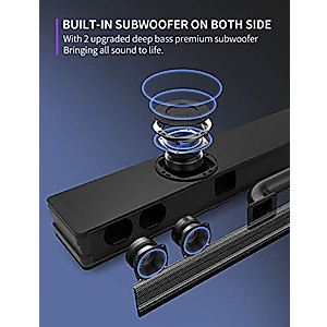 Sound Bar, Sound Bar with Dual Built-in Subwoofer, 38 Inch 2.1 Sound Bar for TV, 90W Wired & Wireless Bluetooth 5.0, HDMI/Optical/Aux/USB, Wall Mountable, Surround Sound System for Home Theater 2023