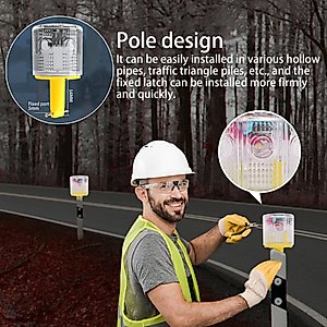 QXMH Solar Strobe Warning Light: Flashing Super Bright 360 Degree, Automatically Turn On&Off, Traffic Light Emergency Strobe Lightfor Construction, Dock, Marine,Crane Tower, Factory (White)