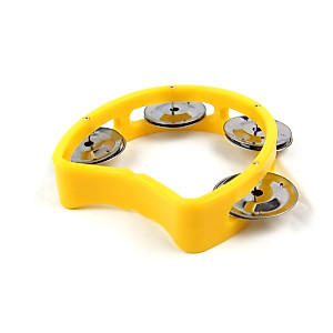 Special Ergonomic Shape Tambourine Yellow, Plastic 4"