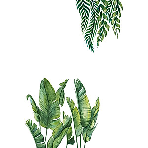 Green Leaf Tropical Plants Wall Stickers, HOLENGS Nature Banana Leaves Peel and Stick Wall Decals, Waterproof DIY Wall Decor Art Home Decorations for Kids Girls Baby Living Room Bedroom