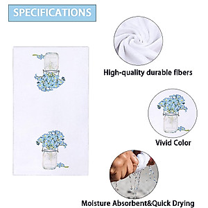 Watercolor Forget Me Not Kitchen Dish Towel 18 x 28 Inch Set of 2, Spring Summer Floral Tea Towels Dish Cloth for Cooking Baking