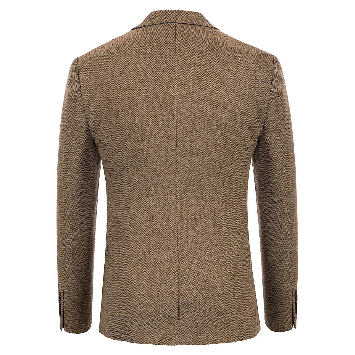 Men's Irish Wool Blend Blazer Notch Lapel Herringbone Tweed Sport Coat Coffee L