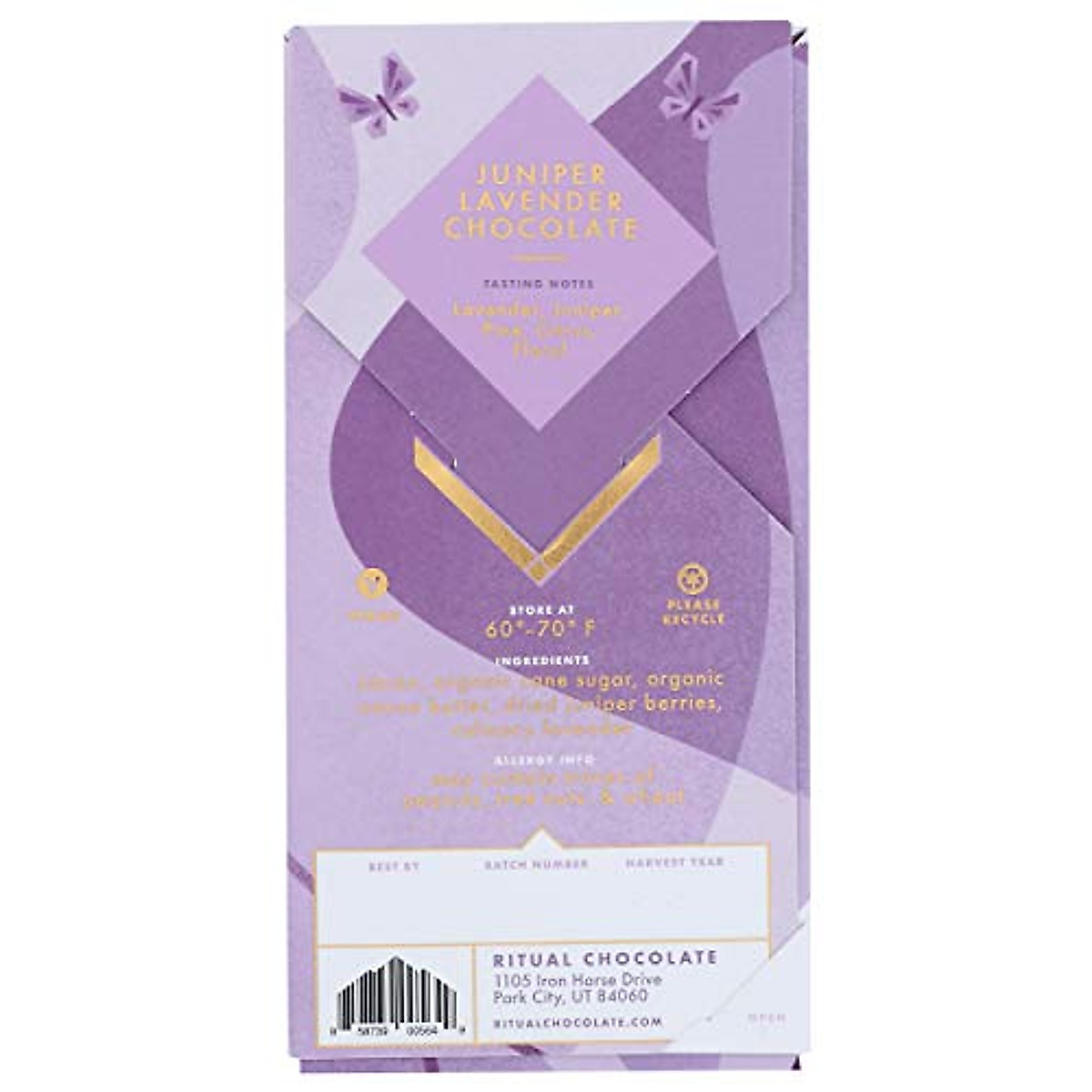 RITUAL CHOCOLATE Juniper Lavender Chocolate Bar, 2.12 OZ