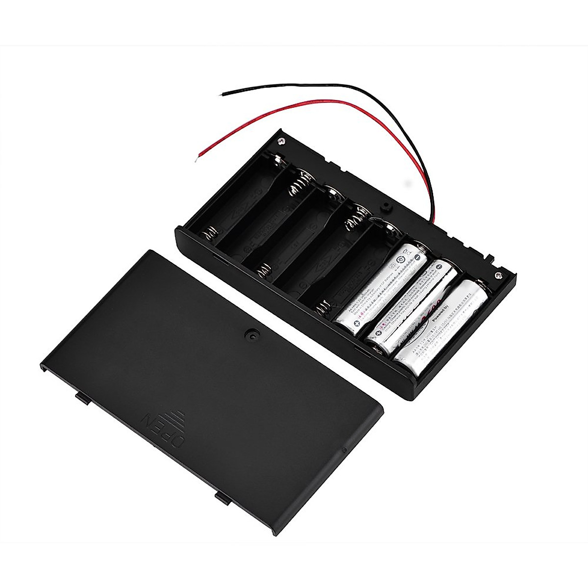 Zerone 12v Battery Pack, 8-Slot Battery Holder AA Battery Clip Holder Box Case with On/Off Switch, Plastic 12V Cell AA Battery Storage Box with ON/Off Switch with Wire & Cover