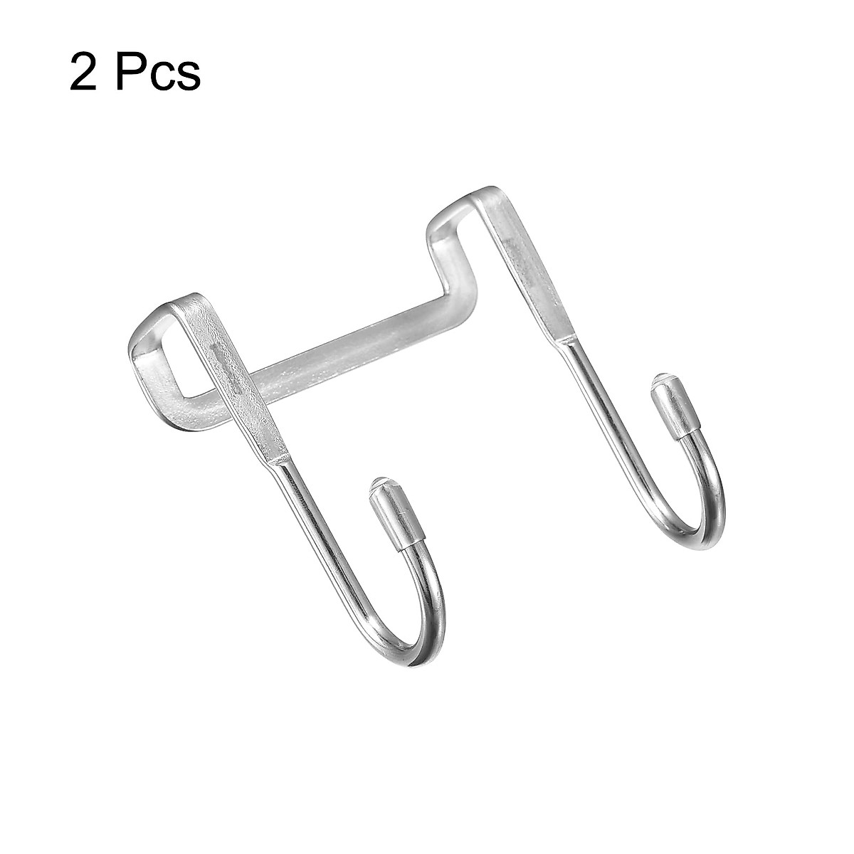 HARFINGTON Over Cabinet Drawer Hooks, 2 Pack S-Shape Extended Stainless Steel Double Hanging Hooks for Bathroom Kitchen Door, Silver Tone