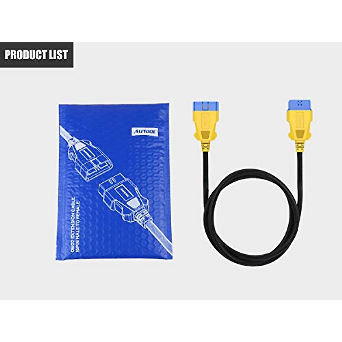 OBD Wired 150cm 16Pin Male to Female Extension Cable Diagnostic Extender Cord, Yellow (Round 16 Pin 150cm) (Nylon)