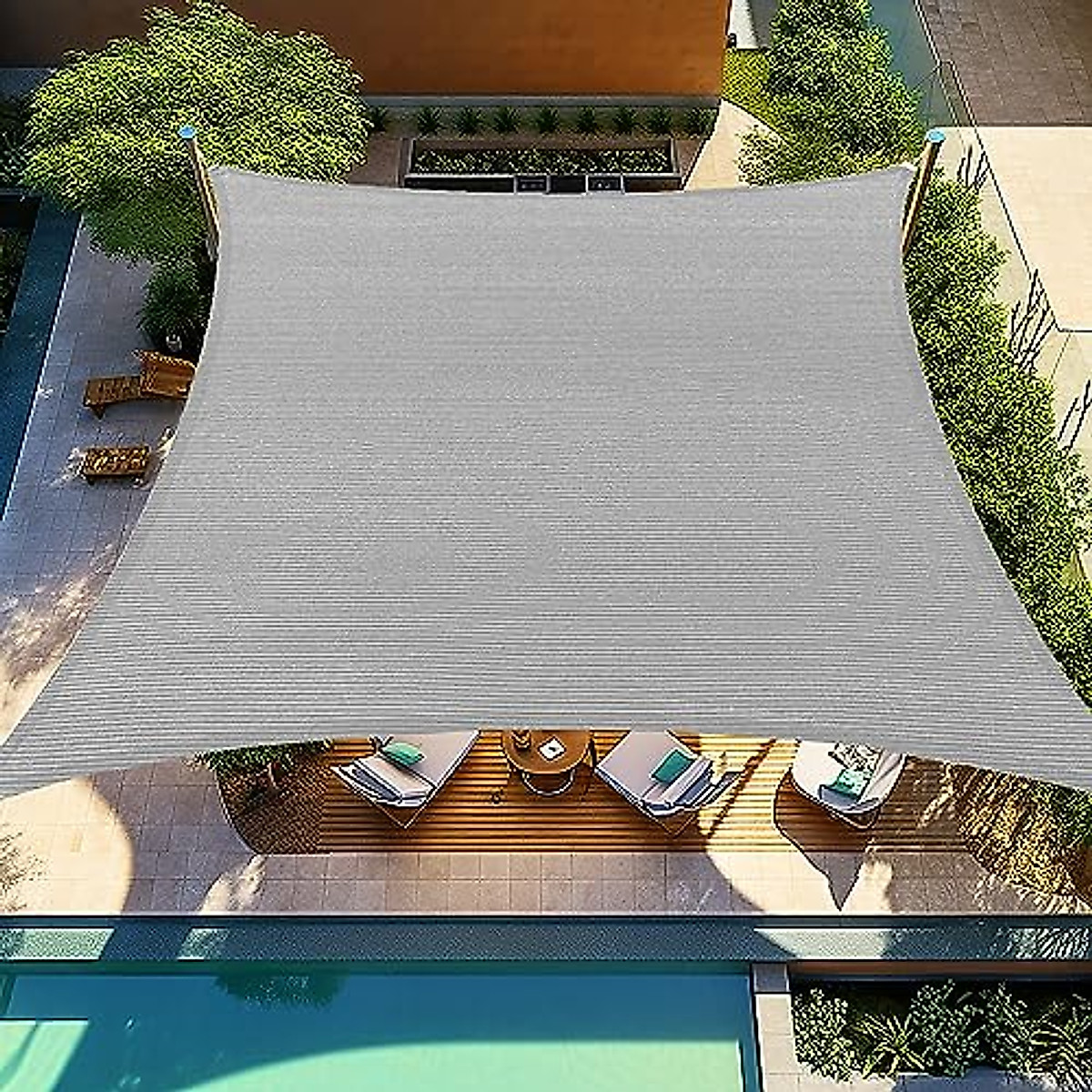 Shade&Beyond 12'x16' Sun Shade Sail Rectangle Canopy Sail Sunshade UV Block for Patio Yard Backyard Light Grey