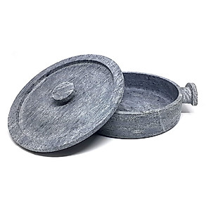 Cookstone 2.4 quarts saute pan and braiser | Handcrafted from a block of pure soapstone | Unique, durable and eco-friendly | Non-toxic and Non-stick | One time seasoning |THE GREEN ALTERNATIVE TO CAST