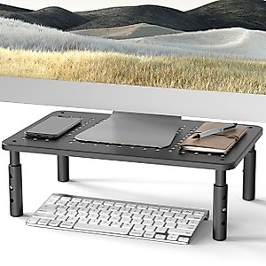 PUTORSEN Monitor Stand Riser with Vented Metal 3 Height Adjustable Monitor Stand for Computer, Laptop, iMac, PC, Printer, Desktop Ergonomic Monitor Riser Stand with Non-Skid Rubber, 1 Pack