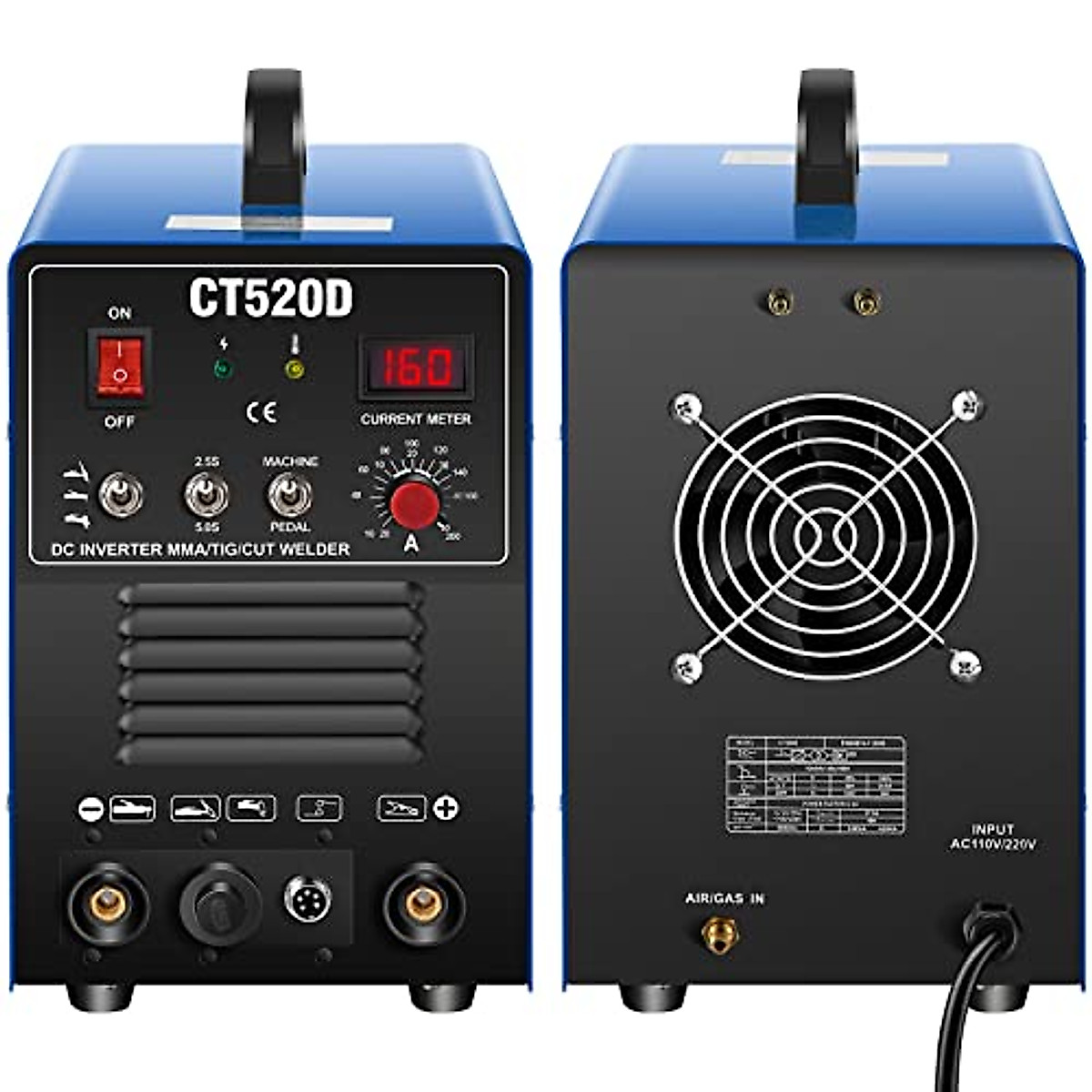 Mophorn TIG/MMA Plasma Cutter CT520D 3 in 1 Combo Welding Machine Tig Welder 200A Arc Welder 200A Plasma Cutter 50A Plasma Cutting Machine Dual Voltage 110 220V