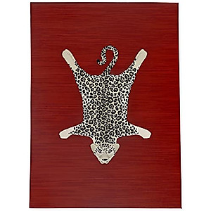 SIYON Cheetah Leopard Print Area Rug for Bedroom Minimalist Non-Slip Living Room Floor Rugs Washable Reversible Dining Room Accent Rugs Red Home Office Throw Mat 4x6 Fur Kitchen Runner Mat