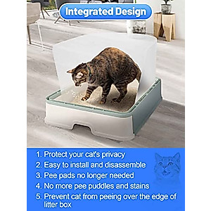 11.8 x 39.4 in Cat Litter Box Shield - Litter Box Splash Guard with 2 Roll of Hook-and-Loop Fasteners for Open Litter Box Keeping Clean (Litter Box Not Included)
