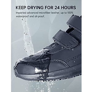 SPIEZ Mens Waterproof Non Slip Shoes, SRC Certification Food Service Shoes, Breathable Lightweight Slip Resistant Work Shoes Black US7.5-12