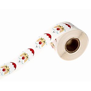Jolly Santa Holiday Sticker / 1.5" Santa Claus Face Label/Roll of 500 Jolly St. Nick Christmas Stickers