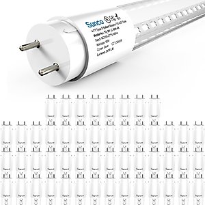 Sunco 50 Pack T8 LED Tubes 4FT Fluorescent Replacement, 48 Inch, 18W, 2200LM, 5000K Daylight, Single Ended Power, Clear Lens UL
