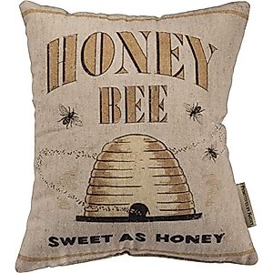 Primitives by Kathy Farmhouse Feedsack Throw Pillow, 10 x 12-Inches, Honey Bee-Sweet as Honey