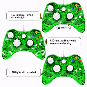 Wired 360 Controller Dual Vibrator Wired Gamepad Gaming Joypad, Green - PAWHITS