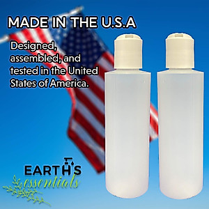 Earth's Essentials 12 Pack Of Refillable Eight Ounce. Squeeze Bottles With One Hand Press Cap Dispenser Tops-Great For Dispensing Lotions, Shampoos and Massage Oils.