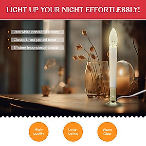 Creative Hobbies® Electric Window Candle Lamp with Brass Plated Base, On/Off Switch, Light Bulb, Ready to Use!