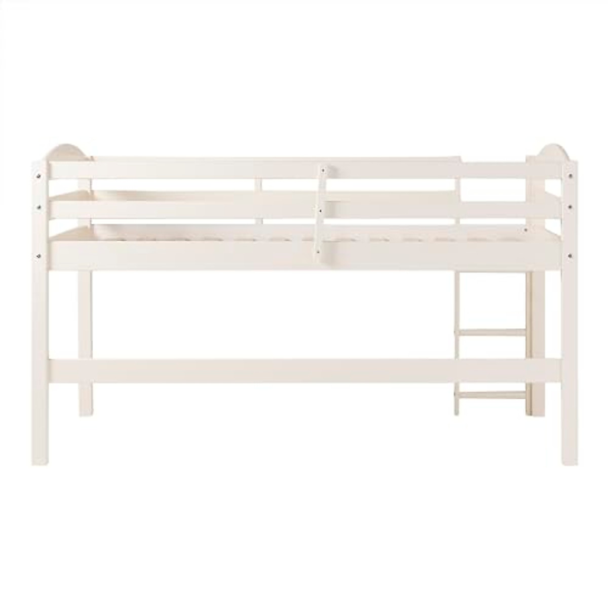 Walker Edison Della Classic Solid Wood Twin over Wood Loft Bunk Bed, Twin Size, White