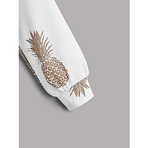 SOLY HUX Girl's Long Sleeve Twist Front Sweatshirt Pineapple Print Pullover Crop Tops White 11-12Y