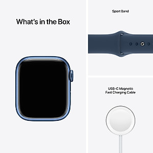 Apple Watch Series 7 [GPS 41mm] Smart Watch w/Blue Aluminum Case with Abyss Blue Sport Band. Fitness Tracker, Blood Oxygen & ECG Apps, Always-On Retina Display, Water Resistant