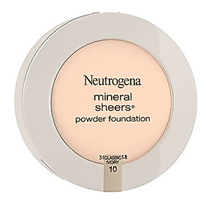Neutrogena Mineral Sheers Compact Powder Foundation, Lightweight & Oil-Free Mineral Foundation, Fragrance-Free, Classic Ivory 10,.34 oz (Pack of 2)
