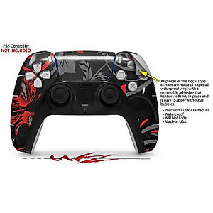 WraptorSkinz Skin Wrap compatible with Sony PS5 DualSense Controller Twisted Garden Gray and Red (CONTROLLER NOT INCLUDED)