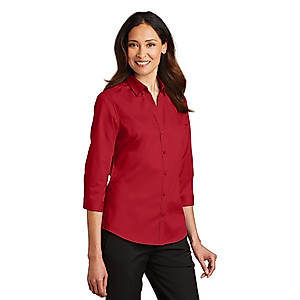 Port Authority Ladies 3/4-Sleeve SuperPro Twill Shirt Rich Red