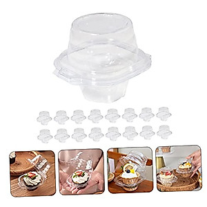 HEMOTON 20pcs Cupcake Package Boxes Cupcake Box Clear Cups Disposable Mini Cake Stand Disposable Cake Containers Mooncake Boxes Mini Cupcake Boxes Muffin Single Container Cupcake Container